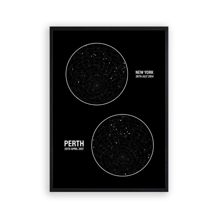 Personalized Star Map Multiple Locations Print – Blim & Blum