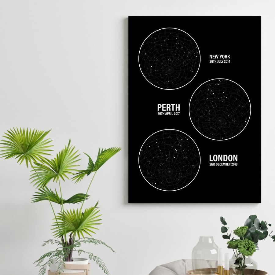 Personalized Star Map Multiple Locations Print – Blim & Blum